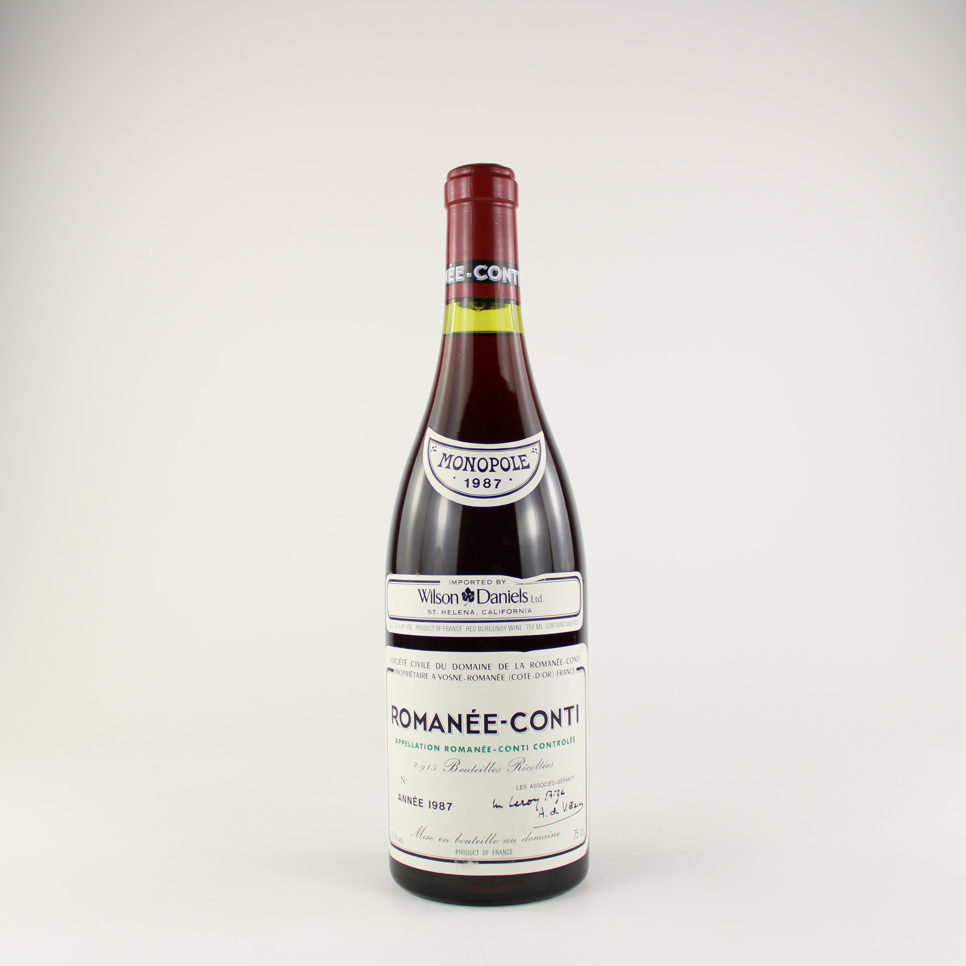 Domaine de la Romanee-Conti Romanee-Conti Grand Cru 1987 – Clarets Fine ...